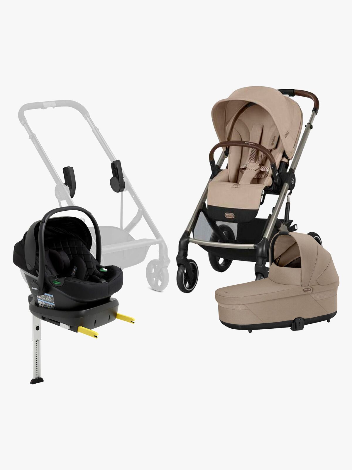 Køb Cybex BALIOS S Lux Duovogn inkl. Beemoo Route i-Size & Base, Almond ...